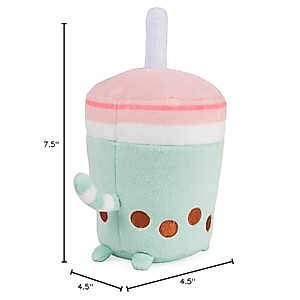GUND Pusheen Boba Tea Cup Plush Cat Stuffed Animal for Ages 8 and Up, Green/Pink, 6”