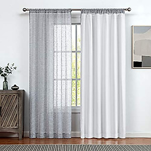 White Full Blackout Window Curtain Liner Rod Pocket Bedroom Hang with 10 Hooks Microfiber Thermal Coating Room Winter Cold Liner Window Treatment Sets 2 Panels (W48 x L81 x2 inches, White)