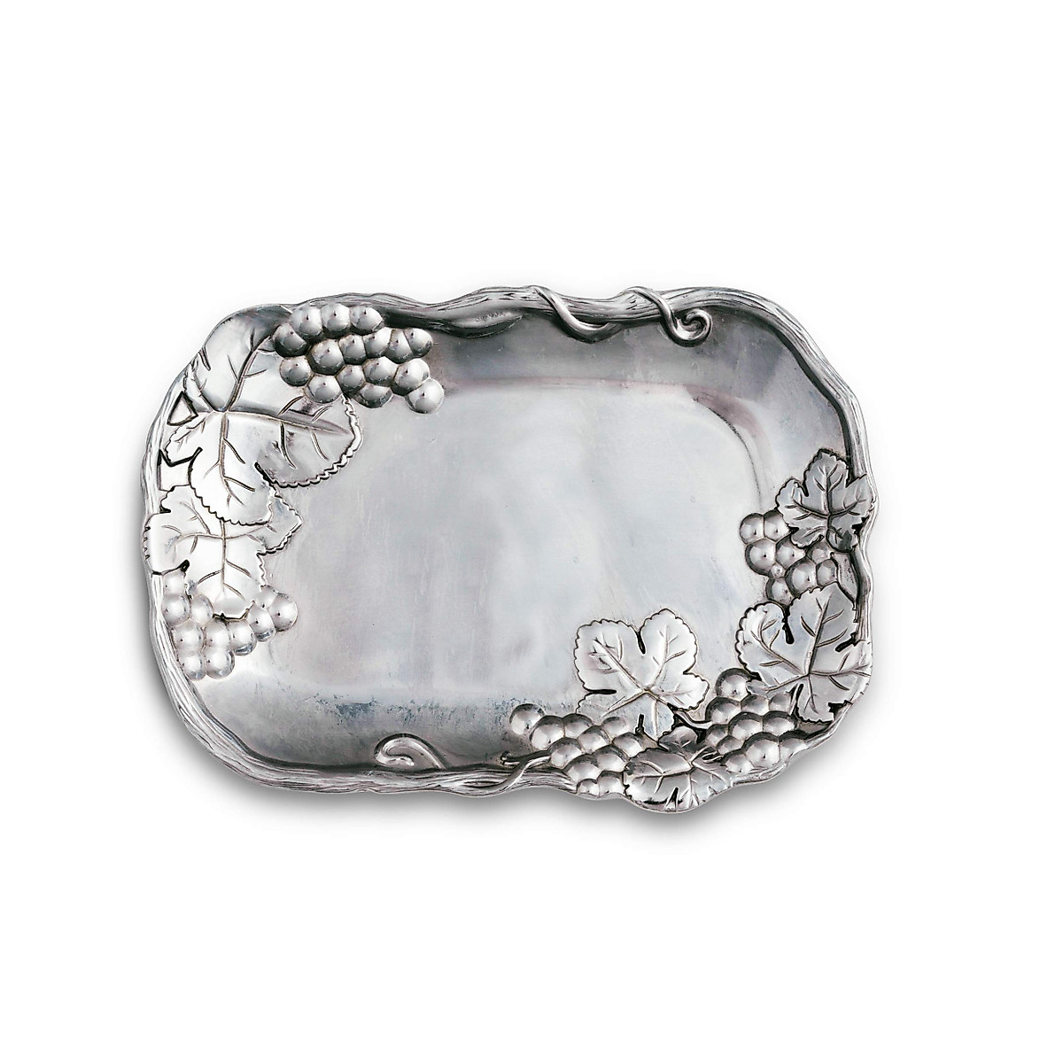 Arthur Court Designs Aluminum Grape Food Service Tray, Desktop Storage Organizer, Catchall, Valet, Nightstand or Dresser 9.5 inch Long