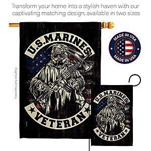 USBrotherhood Veteran Garden House Flag Set Armed Forces Marine Corps USMC Semper Fi United State American Military Retire Decoration Banner Small Yard Gift Double-Sided, Made in USA