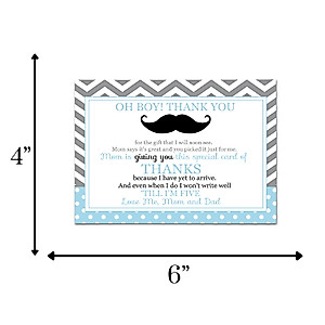 Mustache Baby Shower Thank You Postcard Set of 15