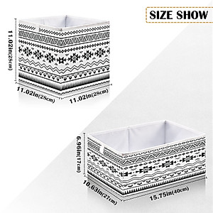 Kigai Rectangular Storage Bin Tribal Aztec Navajo Black Foldable Storage Basket Toy Storage Box for Home Organizing Shelf Closet Bins, 15.8 x 10.6 x 7-Inch