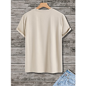 SOLY HUX Men's Graphic Tees Vintage T-Shirts Floral Letter Print Crewneck Short Sleeve T Shirts Casual Summer Streetwear Khaki Graphic Large