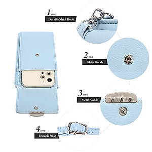 JFFD Small Crossbody Cell Phone Bag for Women Card Holder Wallet Purse Leather Shoulder Handbag Blue