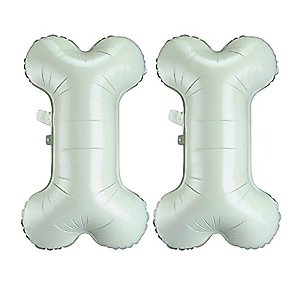 BinaryABC White Dog Bone Foil Balloons,Dog Birthday Party Supplies Decorations,2Pcs