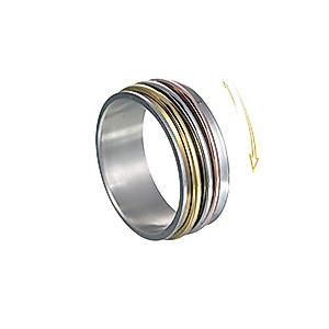 8mm Fidget Spinner Ring Stacking Rotating Anti Anxiety Rings Inspiration For Women Girls Men Minimalism 3 Color Fade Resistant Stainless Steel Jewelry Pormise Couple Best Friends Wide Band Birthday