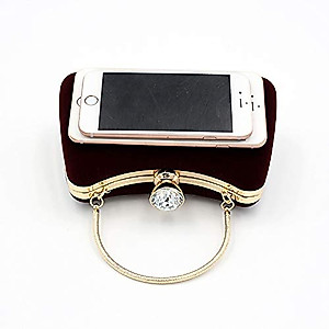 Women Velvet Evening Bag Luxury Diamond Handbag Elegant Purse Wedding Banquet Party Clutch Lady Wallet