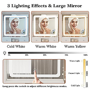 LIKIMIO Vanity Desk with Drawers & LED Lighted Mirror & Power Outlet & Cabinet, Storage Stool, Stylish Bedroom Makeup Table Set, White