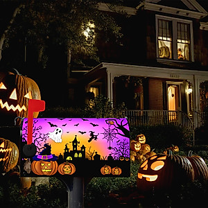 Dacawin Halloween Mailbox Covers Magnetic 21" X 18" Bats Ghost Pumpkin Spider Mailbox Cover Standard Size Mailbox Wraps Post Letter Box Covers Garden Decorations Outdoor
