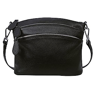 HESHE Genuine Leather Handbags for Women Crossbody Purses Shoulder Bags Designer Small Hobo and Satchel for Ladies (Black)