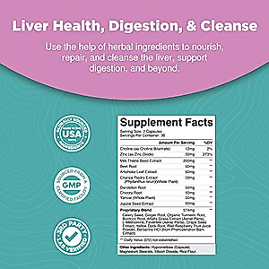 Liver Cleanse Detox & Repair Formula - Herbal Liver Support Supplement with Milk Thistle Dandelion Root Organic Turmeric and Artichoke Extract to Renew Liver Health - Silymarin Milk Thistle Capsules