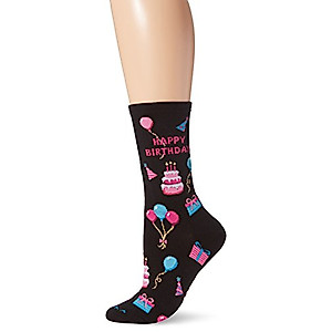 Hot Sox womens Conversation Starter Novelty Casual Fashion Socks Hosiery, Happy Birthday/Black, 4 10 US