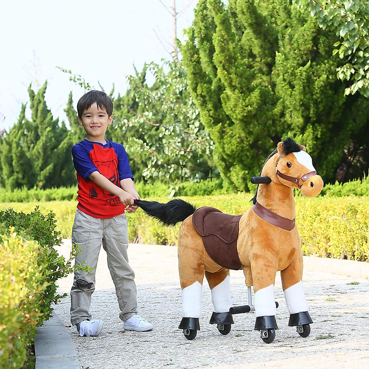 Gidygo Kids Ride On Pony Rider Horse Riding Walking Plush Animal for Children 3 to 6 Years Old or Up to 65 Pounds