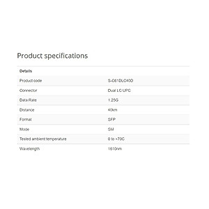 Mikrotik S-C61DLC40D SFP CWDM Module with Dual LC-Connector DDM 1.25G SM 40km and 1610nm