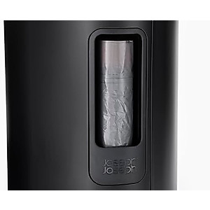 Joseph Joseph EasyStore Stainless Steel 5 Liter/1.3 Gallon Pedal Trash Can with Bin Liner Storage, Soft-Close Lid, Removable Inner Bucket, for Bathroom, Bedroom, Office, Matt Black