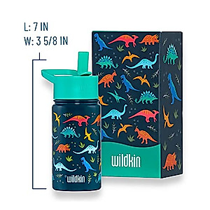 Wildkin 12 Inch Backpack Bundle with 14 Ounce Steel Reusable Water Bottle (Jurassic Dinosaurs)