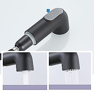 3 Way Kitchen Taps with Pull Out Spray, Kitchen Faucet Brass 360° Rotation Hot and Cold Water Multifunction 3 in 1 Kitchen Water Filter Faucet Black-B