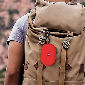 MOLOVA Silicone Case Cover for 2021 New Beats Studio Buds, Anti-Lost Shockproof Protective Case Cover for Beats Studio Bud with Keychain Easy Carrying Replacement Case with Carabiner（Red）