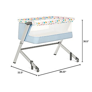 Dream On Me Flora Baby Bassinet in Confetti Blue, Lightweight and Portable Travel Bassinet with Carry Bag, Five Adjustable Height Position, Mattress Pad Included