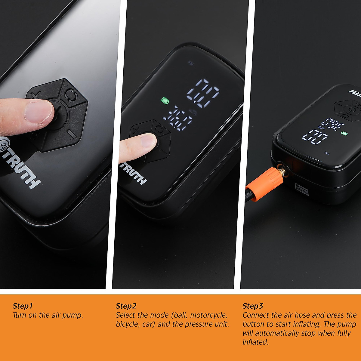 yotruth Air Compressor Portable Tire Inflator 150PSI Inflate Electric Bike Pump Digital Pressure Gauge, Fast Inflate Pump for Car, Motorcycle, Bicycle, and Ball with LED Light