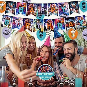 Back to the future Party Decorations,Back to the future Birthday Party Supplies Includes Banner - Cake Topper - 12 Cupcake Toppers - 21 Balloons - 50 Stickers