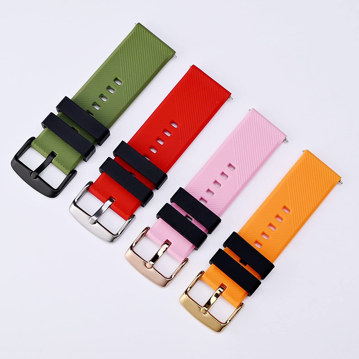 BISONSTRAP Watch Bands Keepers, 6PCS Silicone Watch Straps Replacement Loops, 20mm
