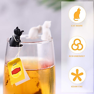 TENDYCOCO Wine Glass Markers Silicone Cat Drink Cup Identification Charms for Wedding Party Bar Club Glass Cup Sign 12pcs (Mixed Color)