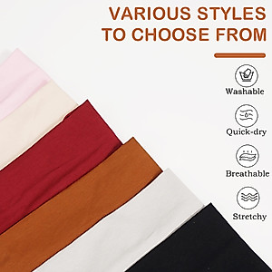 Ayesha 10 Pack Workout Headbands for Women Wide Cotton Headbands Sports Hair Bands Cloth Stretchy Headband for Yoga Sports Workout Fitness