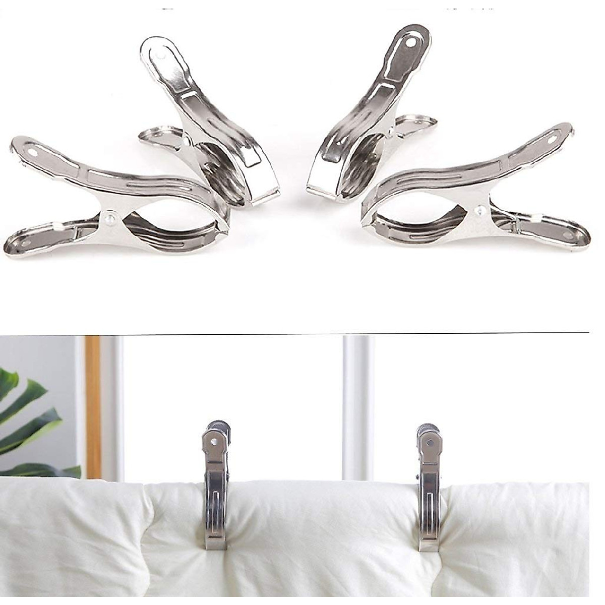 8 Pack Stainless Steel Clothespins, 4.7 Inch Towel Clips for Beach Chairs，Giant Clothes Pins,Metal Clip - Keep Your Towel from Blowing Away, Suitable for Home Use/Beach Chairs on Cruise Ships