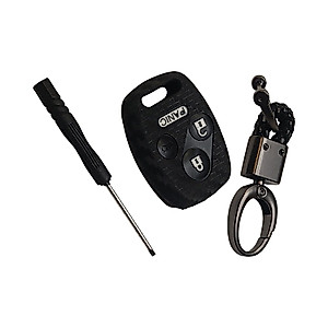 Silicone Remote Key Cover Carbon Fiber Style 3 Buttons with Keychain For Honda Vehicles