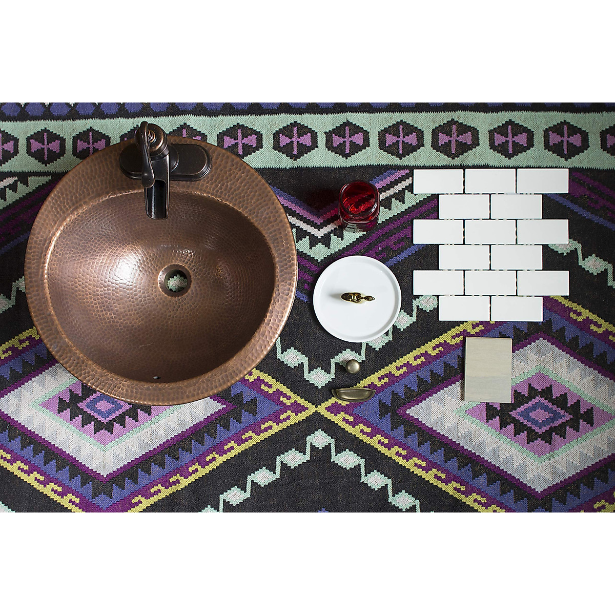 Sinkology SB101-19AC Bell Drop-in Handmade Copper Bath Sink with 4" Faucet Holes and Overflow, 19", Antique Copper