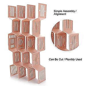 Oumefar 12pcs Drawer Dividers Organizer, Underwear Drawer Tool Drawer Divider Adjustable Honeycomb Closet Organizer Drawer Dividers(Pink)