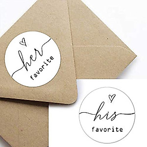 ZLKAPT 60pcs His Favorite and 60pcs Her Favorite Stickers Wedding Favor Labels - black white Wedding Favor Stickers His & Her Favorite - Unique gift idea for shower, party