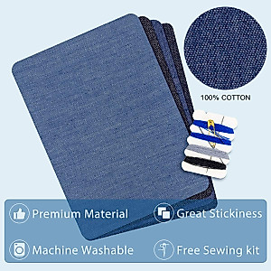 Iron on Patches for Clothing Repair 20PCS, Denim Patches for Jeans Kit 3" by 4-1/4", 4 Shades of Blue Iron On Jean Patches for Inside Jeans & Clothing Repair