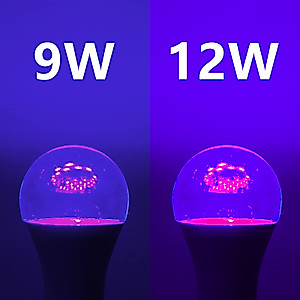 FAGUANGAO LED Black Light Bulb,9W(75Watt Equivalent) A19 UV Blacklight Bulb,120V,UVA Level 390-400nm,E26 Medium Base,Glow in The Dark for Blacklight Party,Fluorescent Poster,Body Paint(6 Pack)