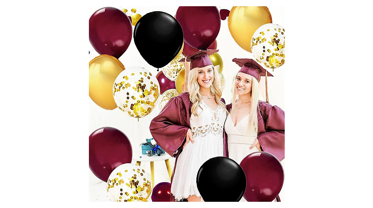 Graduation Decorations Maroon Gold 2024 - Elegant Party Balloons