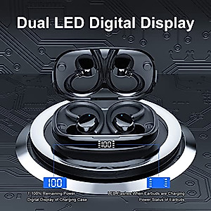 Wireless Earbuds, HiFi Stereo Sport Bluetooth 5.3 Headphones with Earhooks, 48H Deep Bass in-Ear Headphones with LED Display, Noise Cancelling, IP7 Waterproof Earphones Built-in Microphone for Running