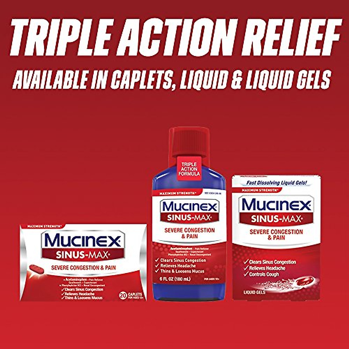 Mucinex Sinus Max Severe Congestion & Pain, 8 Count (Pack Of 24)