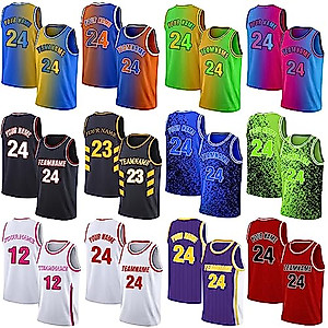 Custom Basketball Jersey Team Name Number Personalized Practice Shirt for Men Youth Kids Boys College University, S~4XL