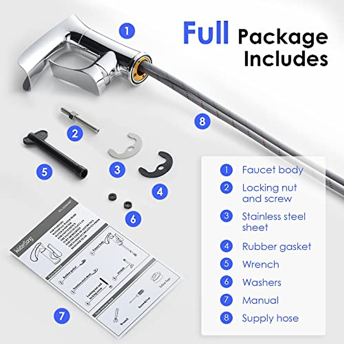 Bathroom Faucet, WaterSong Waterfall Bathroom Sink Faucet, 360° Rotatable Head, Single Handle Bathroom Faucet Cold/Hot, Faucets for 1 Hole Sink, Bath RV Vanity Sink Faucet, 100% Lead-Free