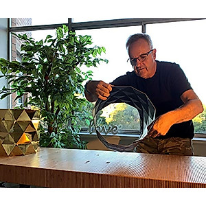 Deluxe 6 Feet Tall FICUS Silk Leaf Artificial Tree + 8" Base + 12" Plant Pot Skirt. 18 Feet of Vine Adorn Wide Real Trunks with Green Leaves Allowing Maintenance Free in-Door and Outdoor Use