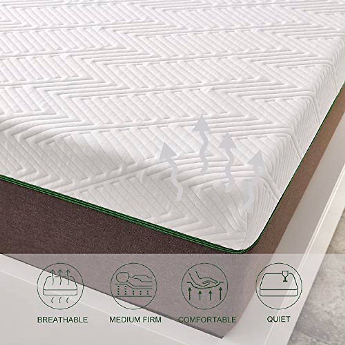 IYEE NATURE King Size Mattress, 14 Inch Cooling-Gel Memory Foam Mattress Bed in a Box, 80”*76”*14”, CertiPUR-US Certified, Medium Firm, Grey - King