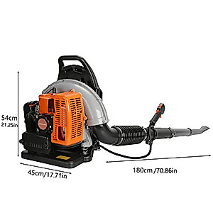 63CC 3HP 2 Stroke Backpack Gas Powered Leaf Blower, Grass Lawn Blower Air Cooling Gasoline Backpack Grass Blower with Air-Cooled, Snow Blower for Outdoor - 665CFM