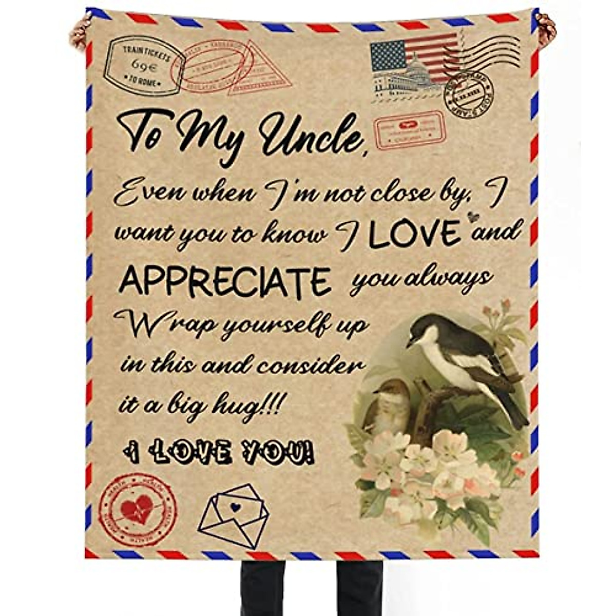 AJIIUSV Uncle Gifts Throw Blanket from Niece Nephew to Uncle Fathers Day Blankets for Uncle Thanksgiving Birthday Gifts Blankets 50"x60"