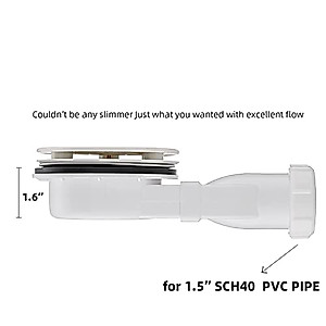 Low Profile Shower Drain Chrome Plated ABS Shower Tray Siphon Slim Drain 90mm 36 L/min Water Flow, Low Profile p Trap Side Drain