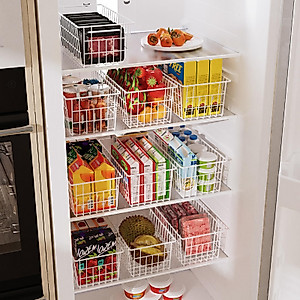 Orgneas Freezer Organizer Bins, Freezer Baskets for Chest Freezer and Upright Freezer Refrigerator Dividers Frozen Meats Storage Containers Organizer for Fruits and Vegetables, 5 Packs