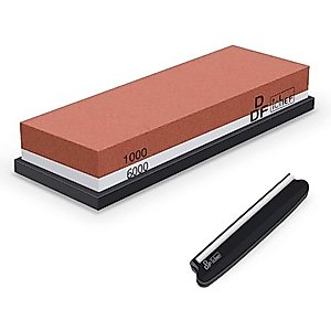 DDF iohEF Sharpening Stone, Whetstone grit 1000/6000, Professional 2-in-1 Double-Sided Knife Sharpener with Non-Slip Silicone Base and Angle Guide (red)