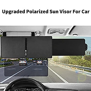 Polarized Sun Visor for Car with Zipper Slider, Upgraded UV400 Car Sun Visor Extension with PC Lens and Side Sunshade, Anti-Glare Car Visor for Safe Driving, UV-Filtering/Protection