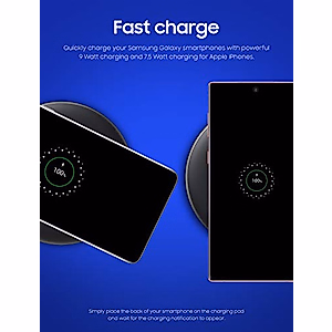 Samsung Qi Certified Fast Charge Wireless Charger Pad (2019 Edition) with Cooling Fan for Galaxy Phones, Watches and Apple Iphone Devices - US Version , Black