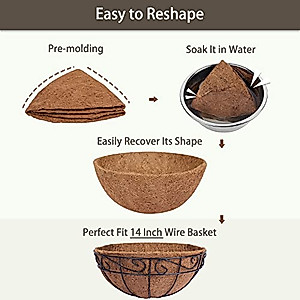 GreatBuddy 4 Pcs Coconut Hanging Basket Liners 14 Inch, Sturdy Round Coco Liners for Planters, Perfect Replacement for The Old, 100% Natural, Easy to Straighten Out